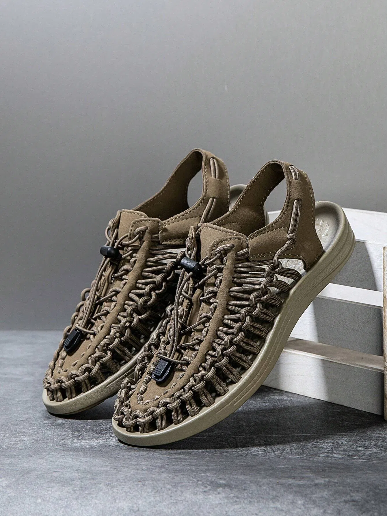 Summer Handmade Khaki Men/Women Woven Sandals, Roman-Style Comfortable ...